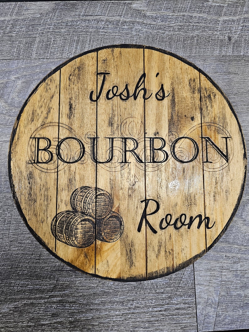 Custom Bourbon Barrel Lid: Laser Engraved Bar Room Sign - Etsy