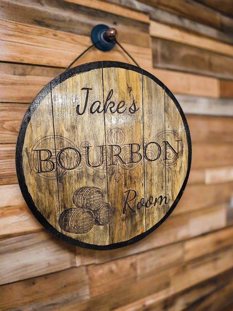 Custom Bourbon Barrel Lid: Laser Engraved Bar Room Sign - Etsy
