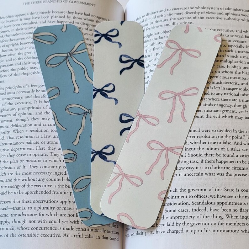 Cute Preppy Set of 3 Bookmarks With Bows - Etsy