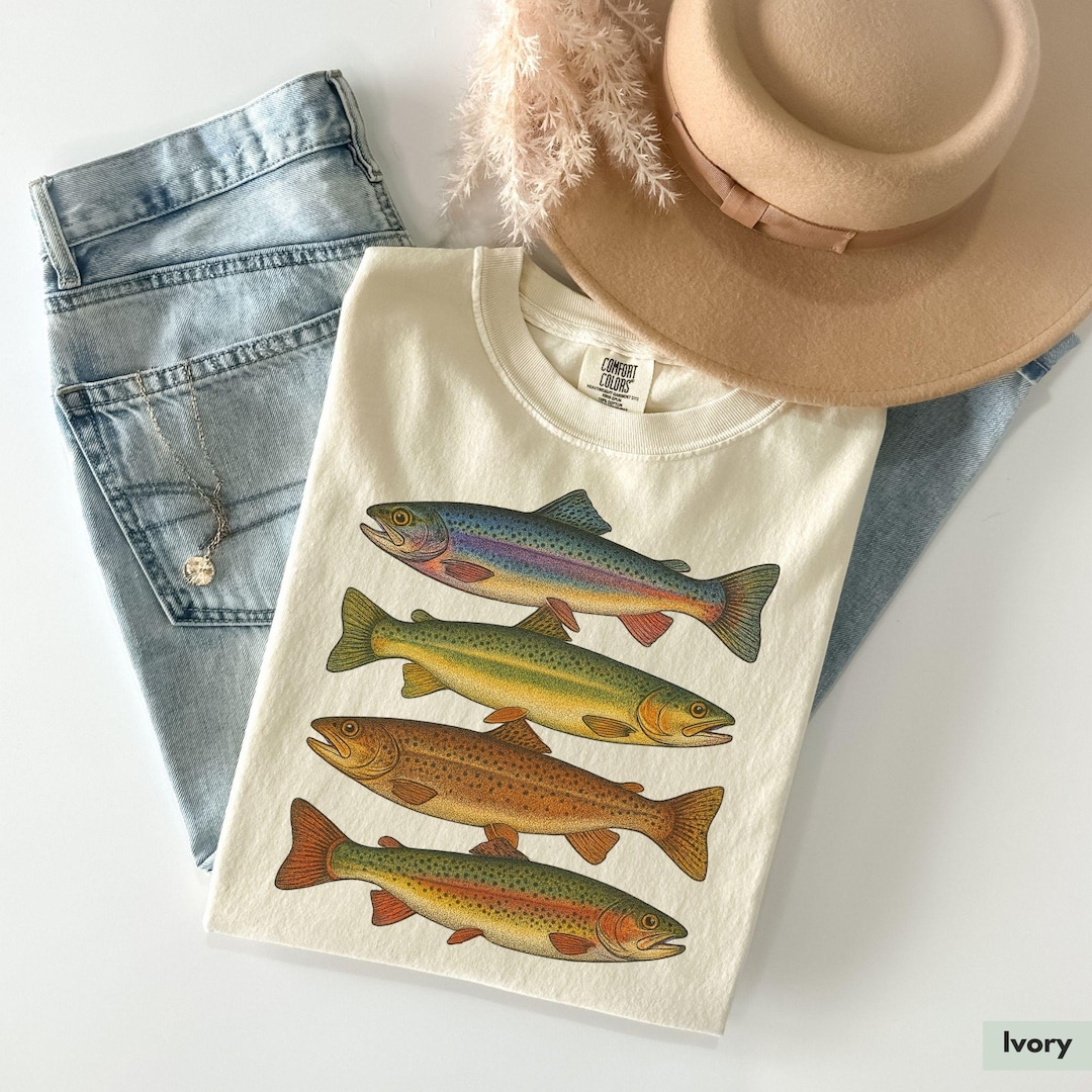 Comfort Colors® Trout Fish Shirt, Vintage Fish Shirt, Retro Fish Shirt ...