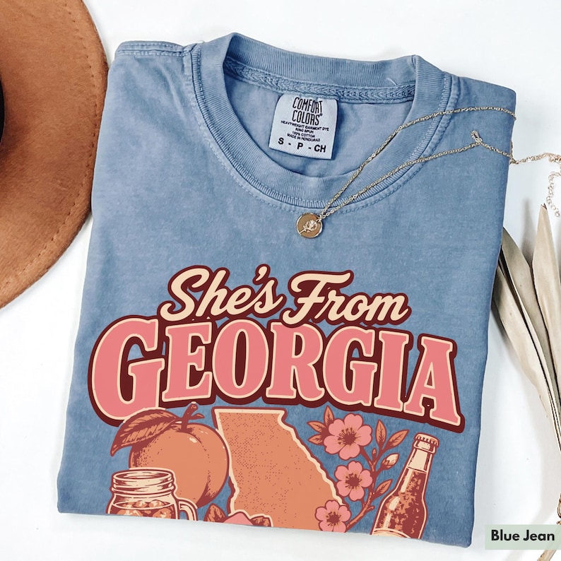 Georgia Shirt She's From Georgia I Can Tell Comfort Colors® Peach Girl ...