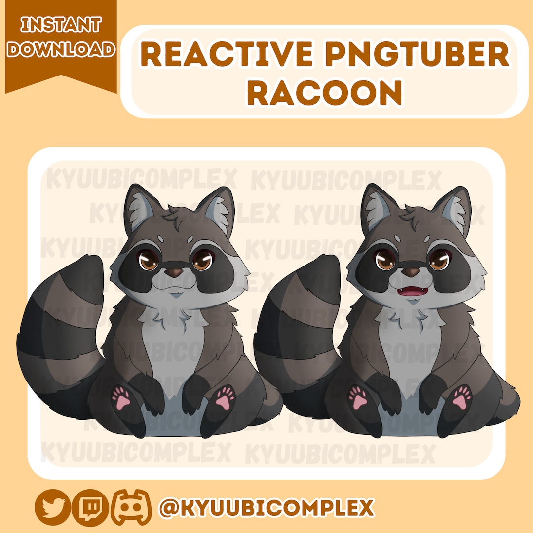 Pngtuber Racoon Premade Reactive PNG for Streaming - Etsy