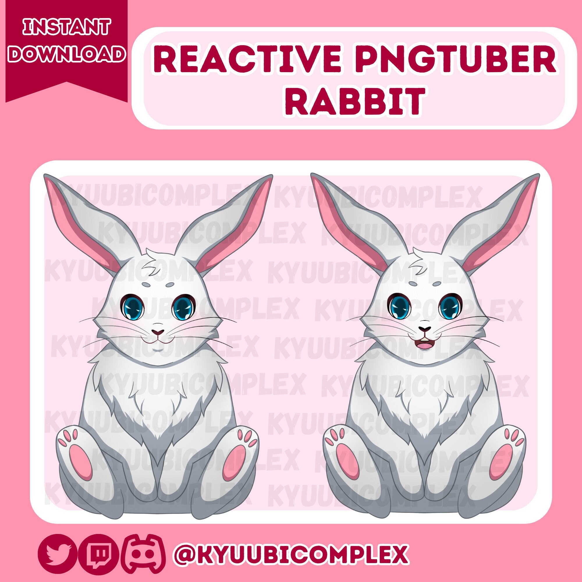 Pngtuber Rabbit Premade Reactive PNG for Streaming - Etsy