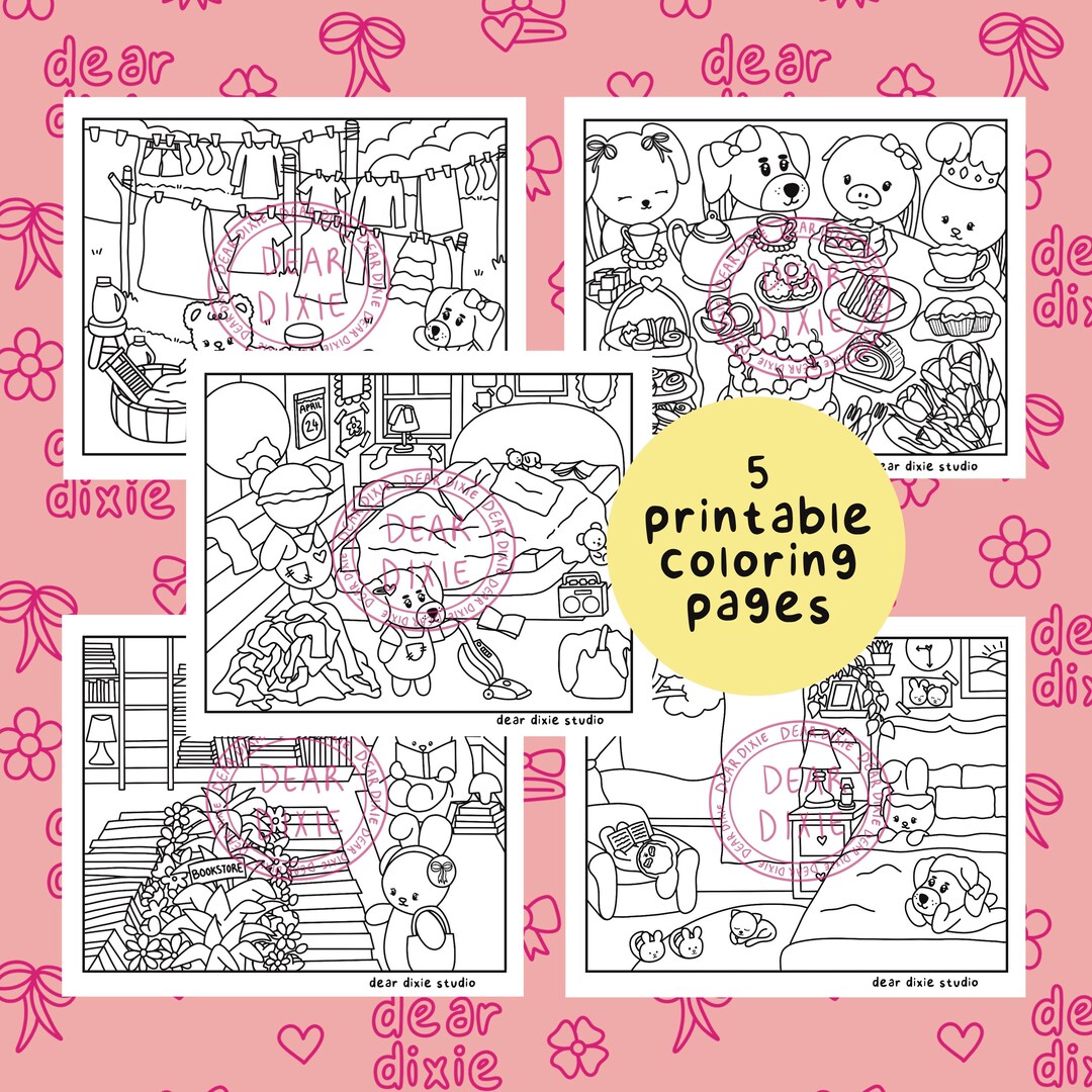 Dixie's Doodles Vol. 1 Printables Digital Download for 5 PDF Coloring ...