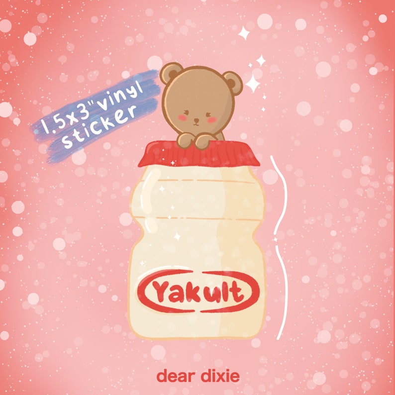 Yakult Teddy Bear Sticker Vinyl Waterproof Sticker, Kawaii Sticker ...