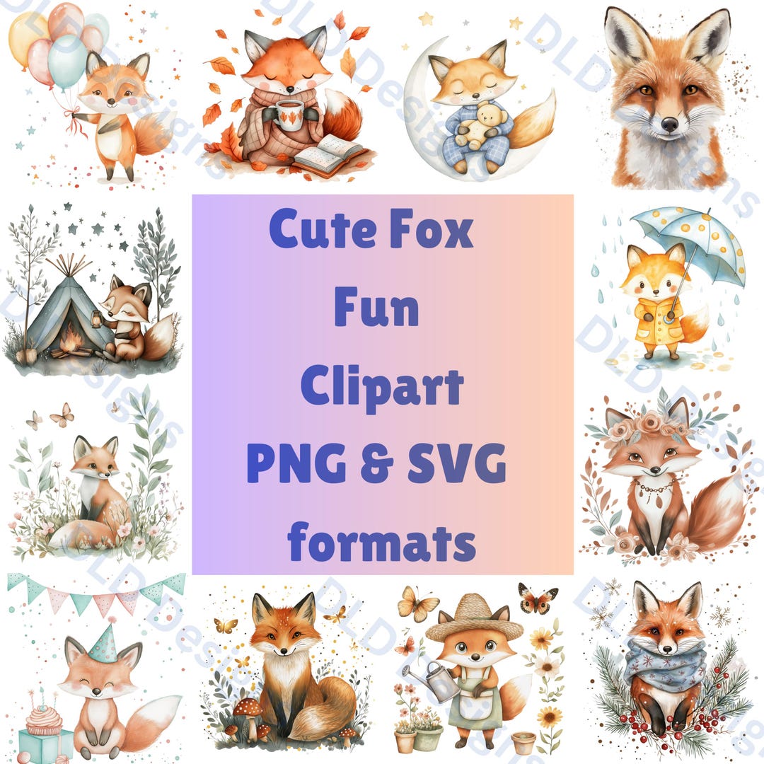 Cute Fox Digital Clipart Bundle, Adorable Foxes in Fun Activities, High ...