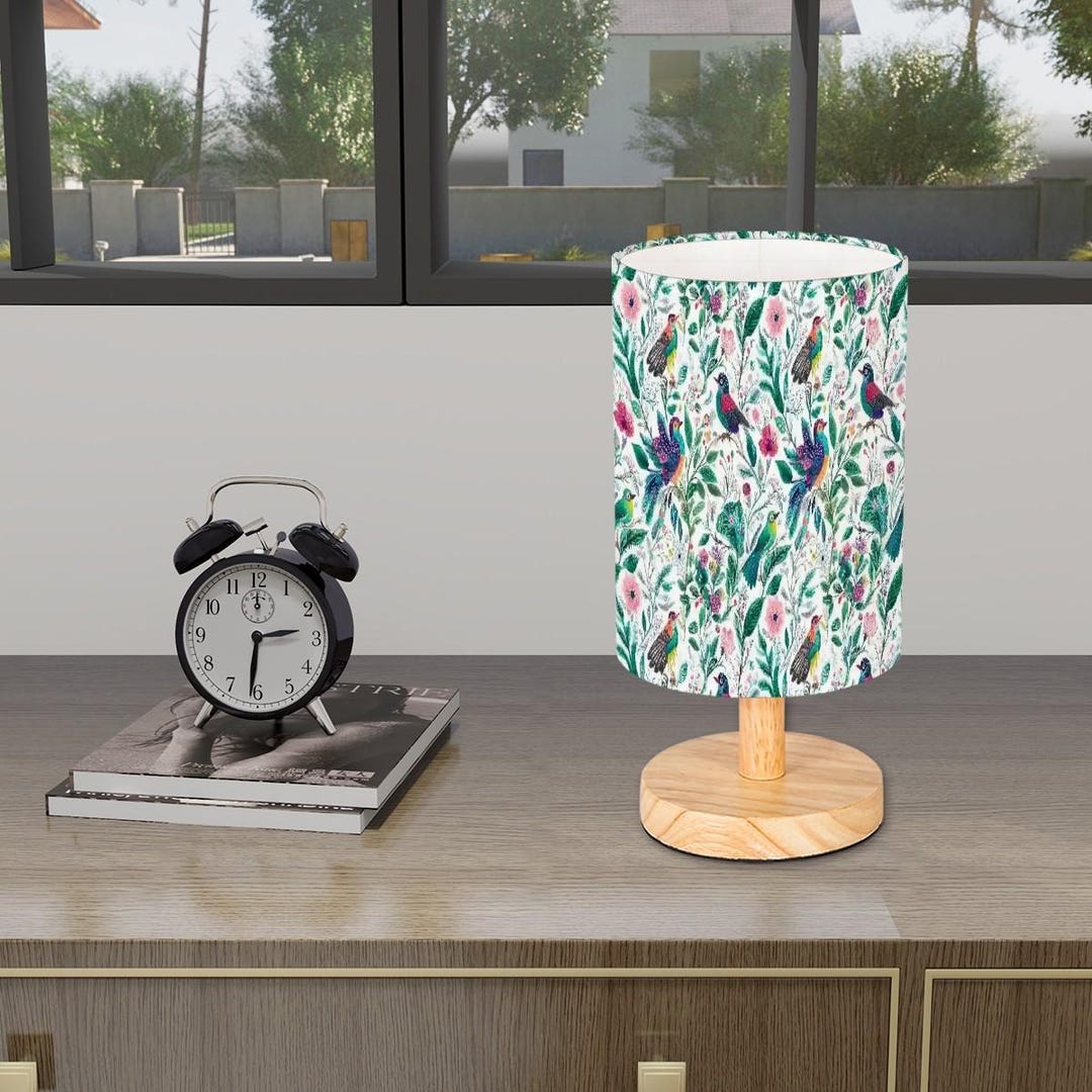 Colorful Birds Table Lamp | Unique Cylindrical Design, Home Decor ...