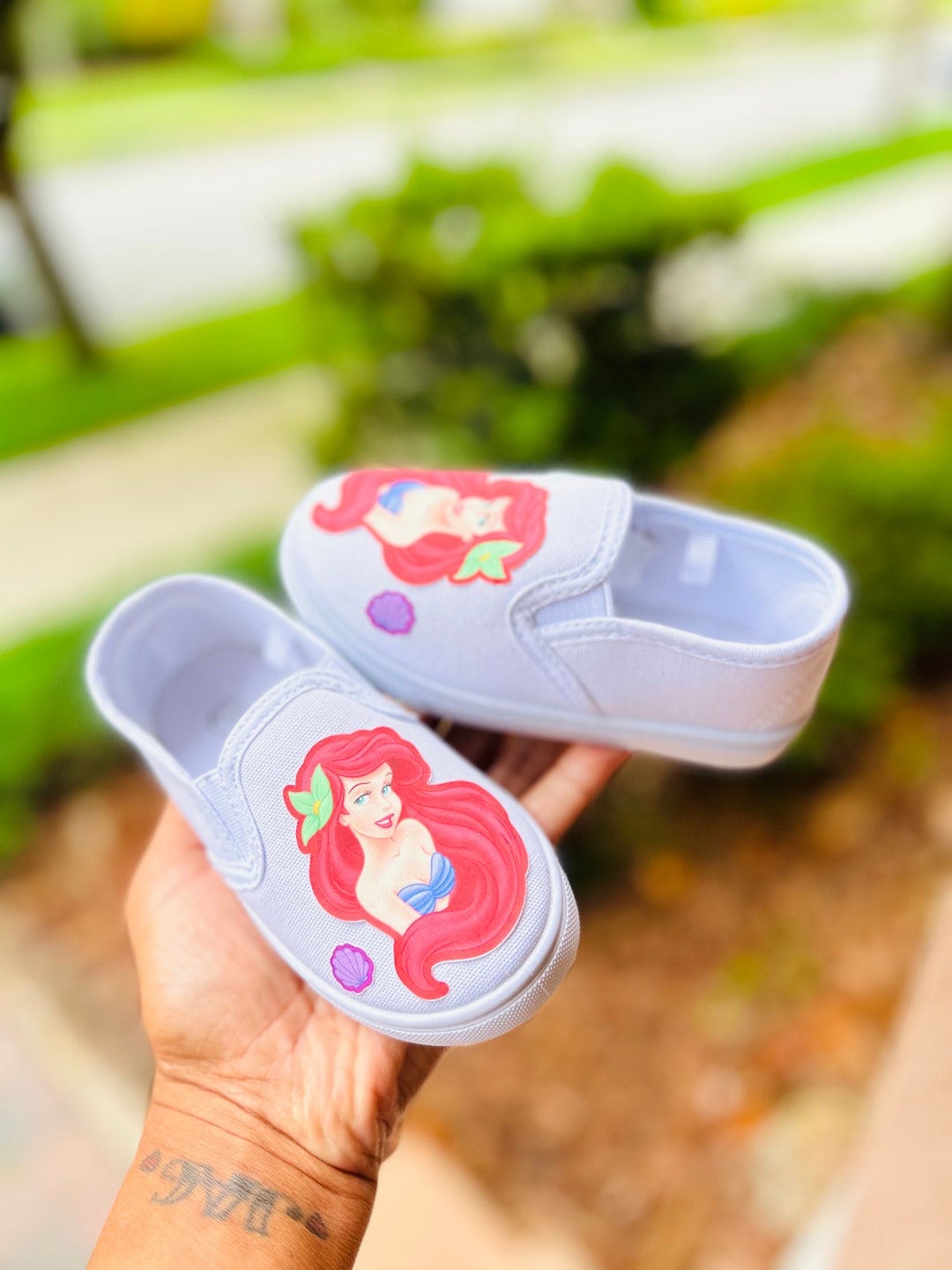 Ariel Mermaid Slip on Shoe, Ariel Mermaid Sneaker, Ariel Mermaid Custom ...