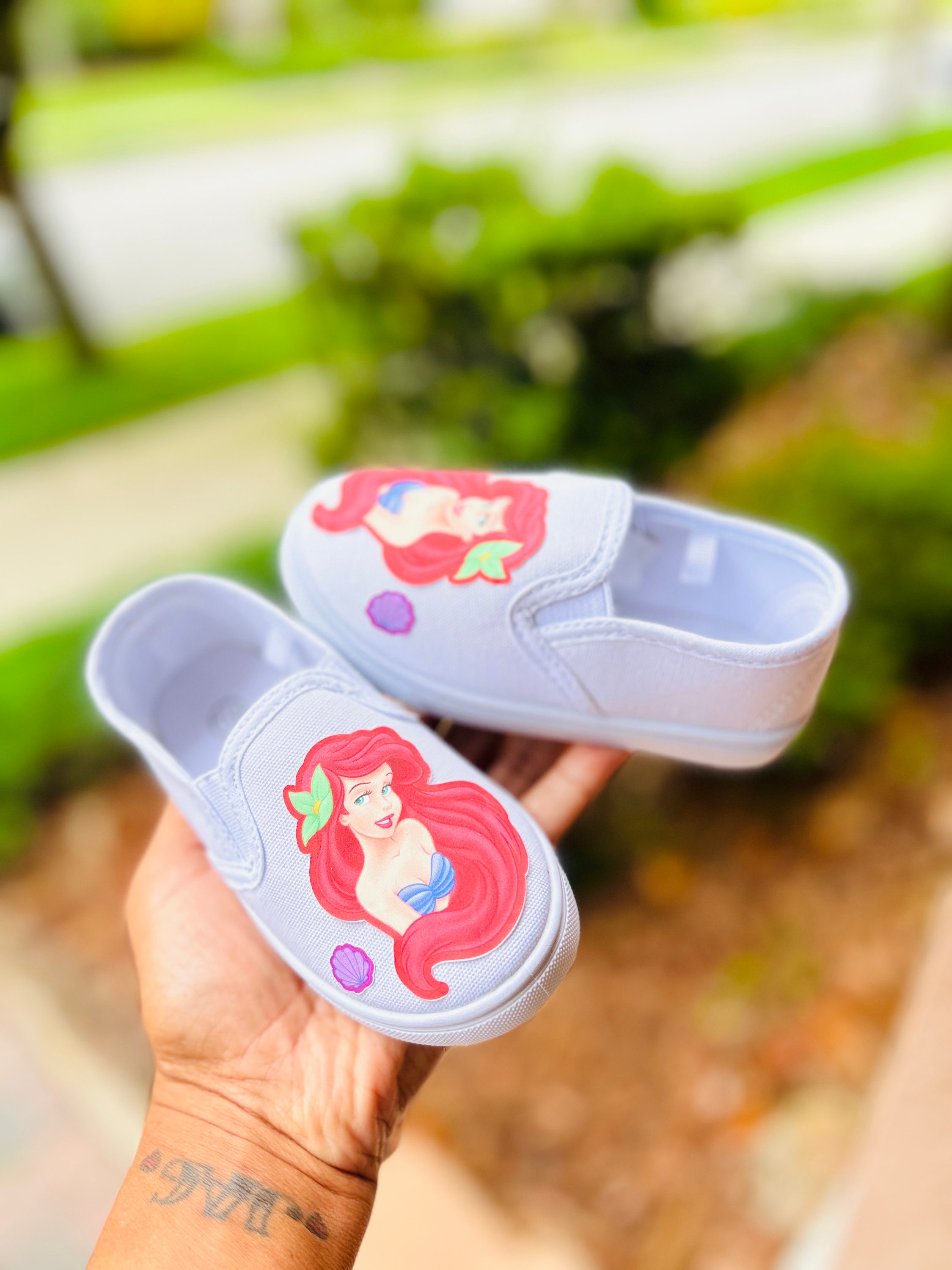 Ariel Mermaid Slip on Shoe, Ariel Mermaid Sneaker, Ariel Mermaid Custom ...