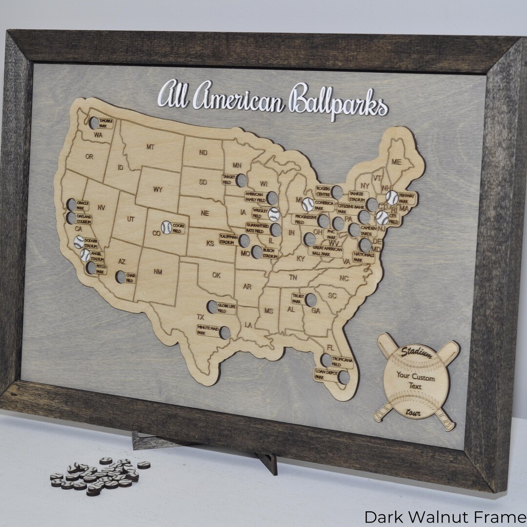Custom Baseball Stadium Travel Map Tracker, Personal Ballpark Stadium ...