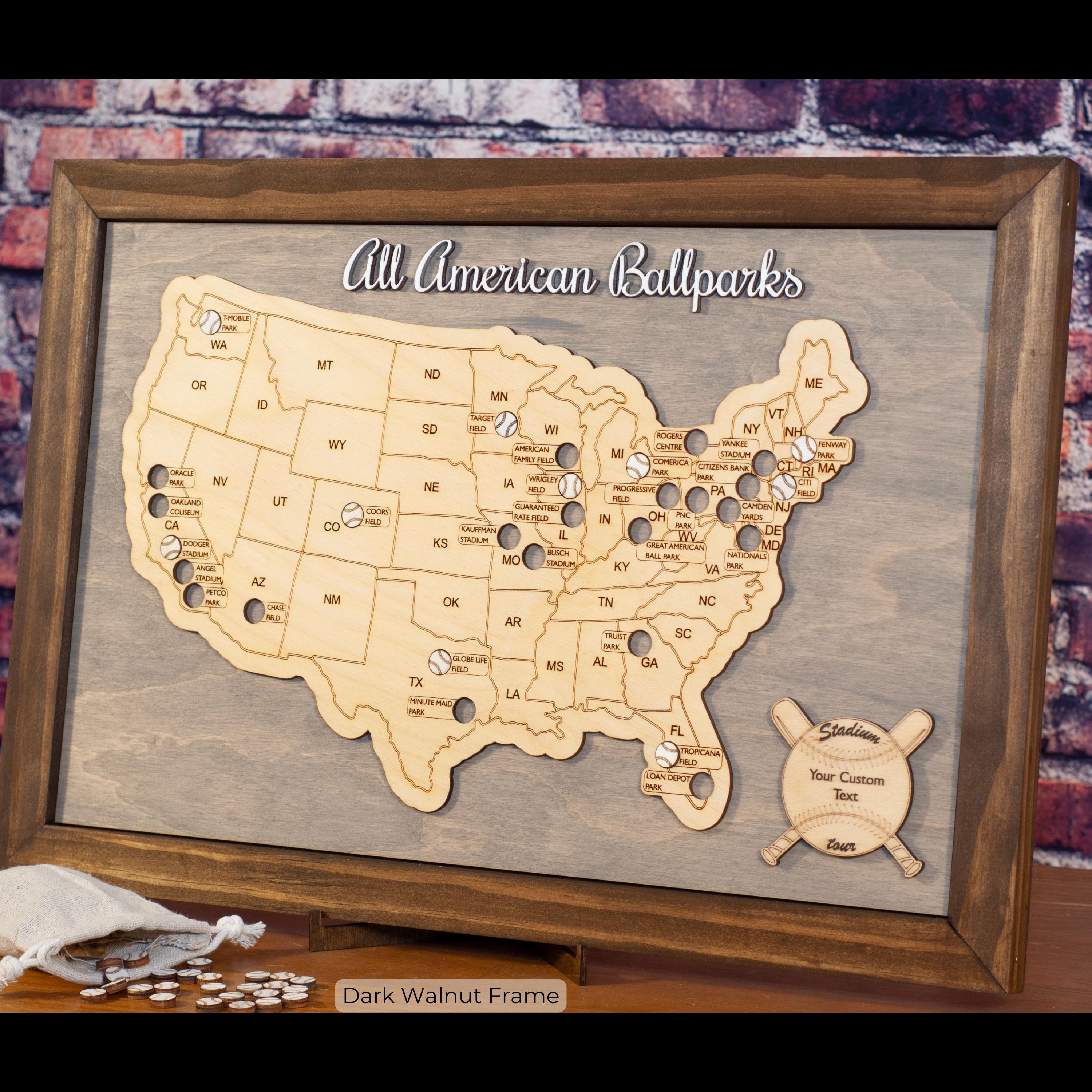Custom Baseball Stadium Travel Map Tracker, Personal Ballpark Stadium ...