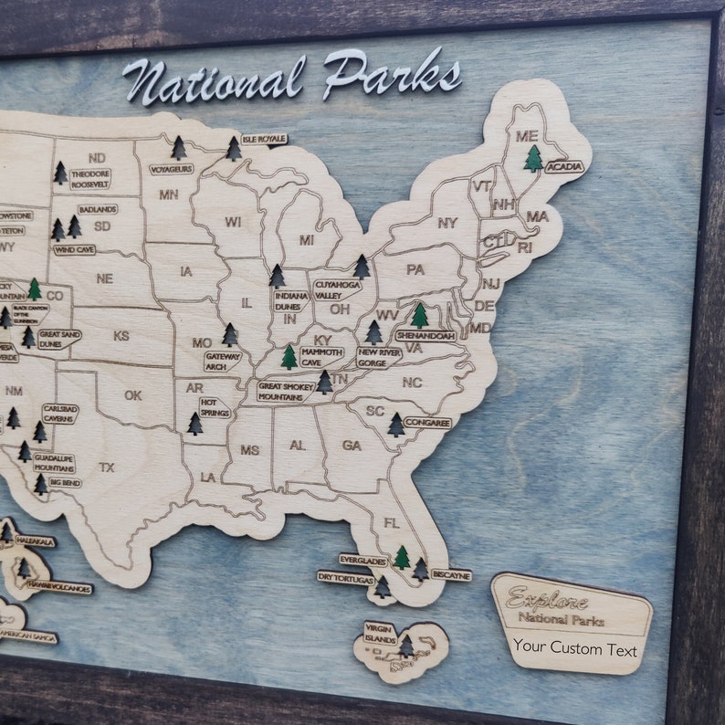 Custom National Park Travel Map, National Parks Marker, US Travel Map ...
