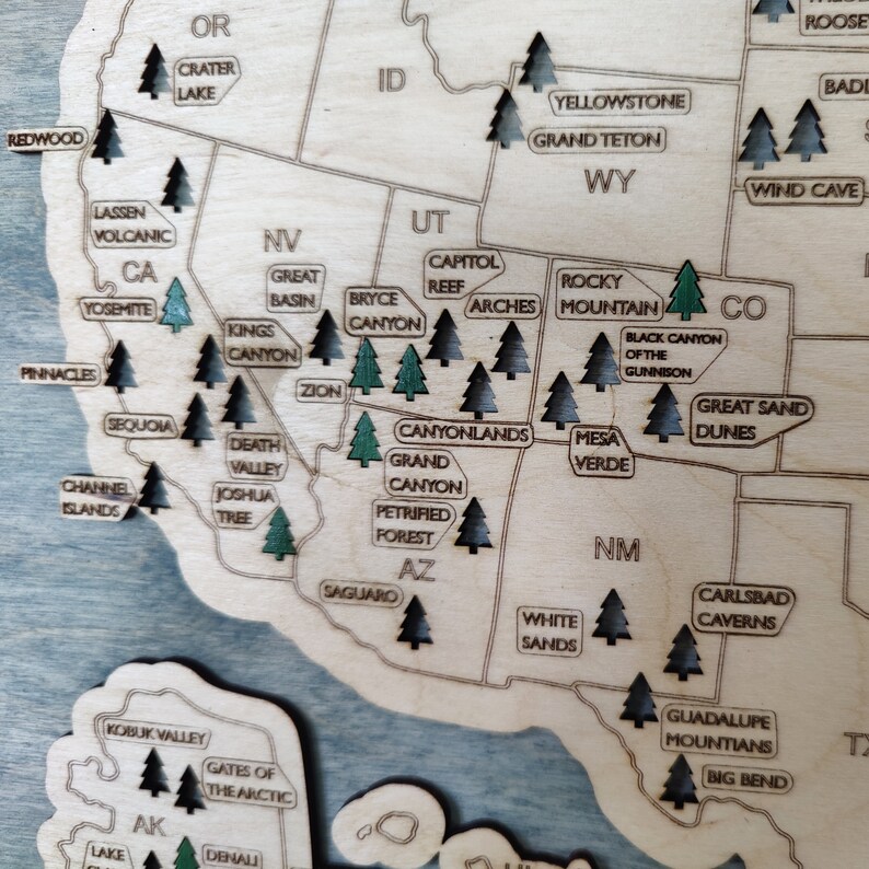 Custom National Park Travel Map, National Parks Marker, US Travel Map ...