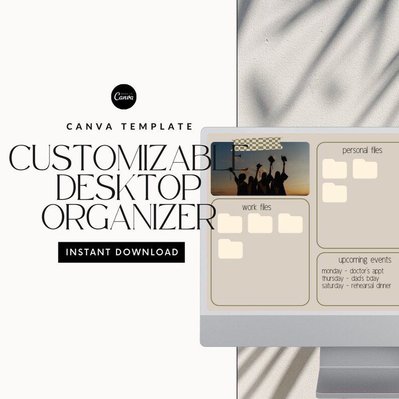 CUSTOMIZABLE Desktop ORGANIZER Wallpaper Template - Etsy