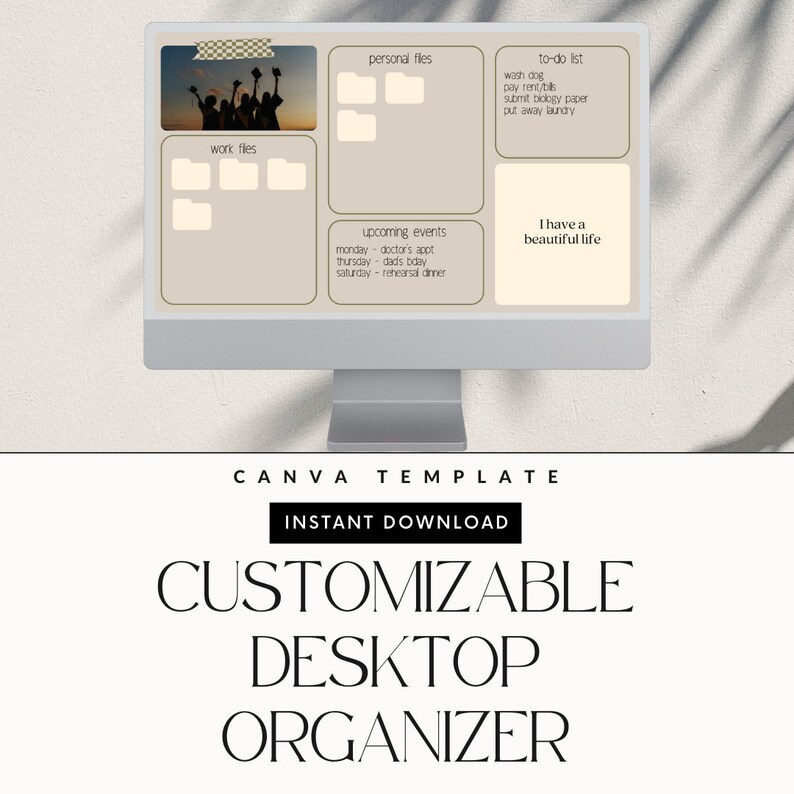 CUSTOMIZABLE Desktop ORGANIZER Wallpaper Template - Etsy
