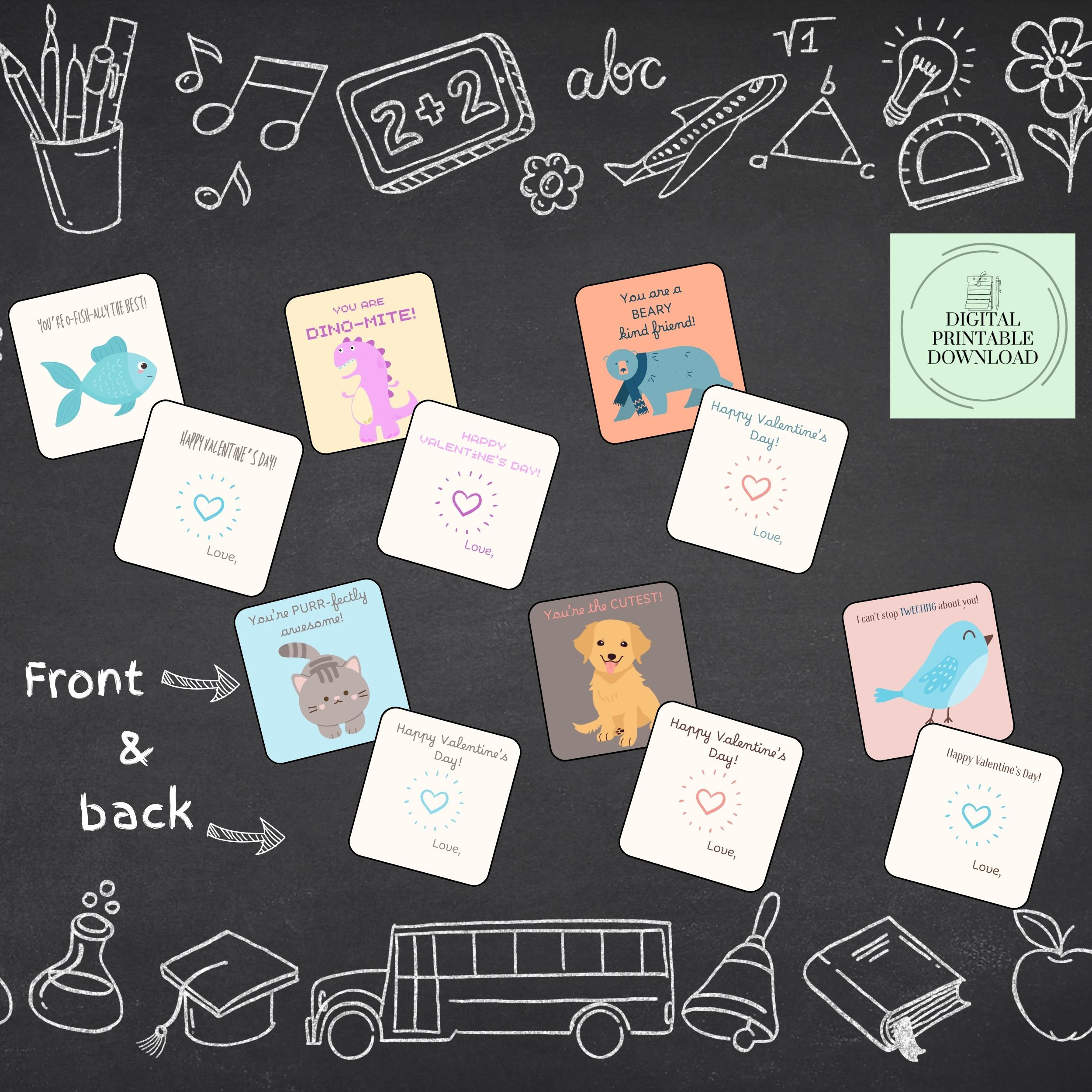 Printable Valentine's Day Cards for Classroom Exchange, 6 Cute Friends ...