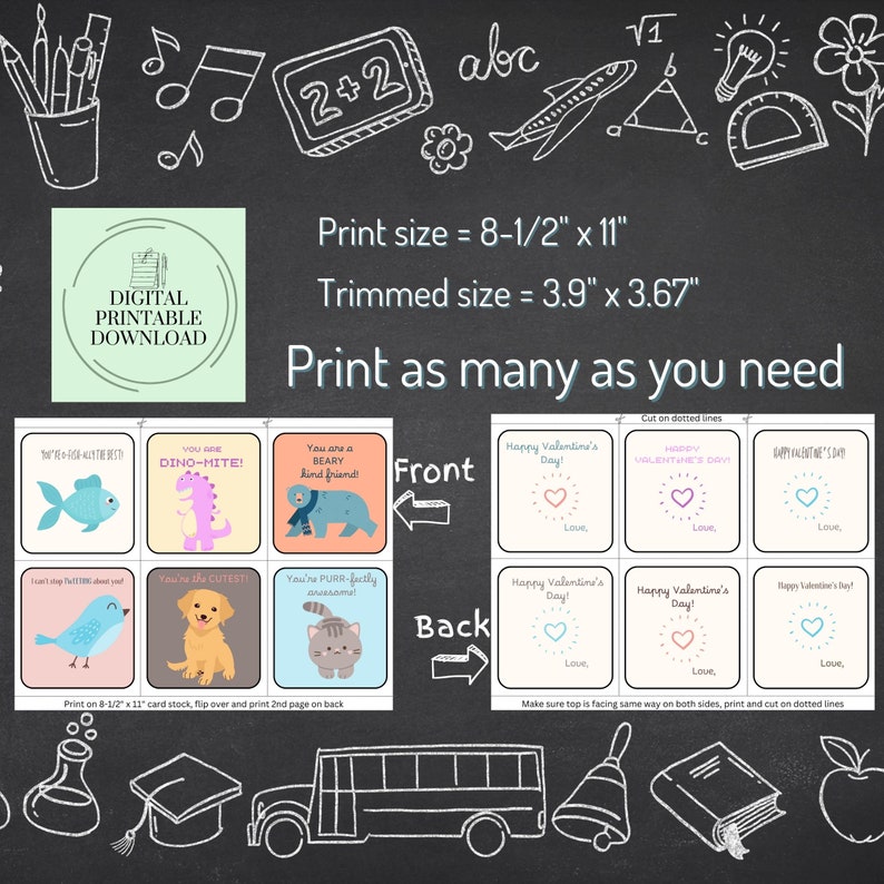 Printable Valentine's Day Cards for Classroom Exchange, 6 Cute Friends ...