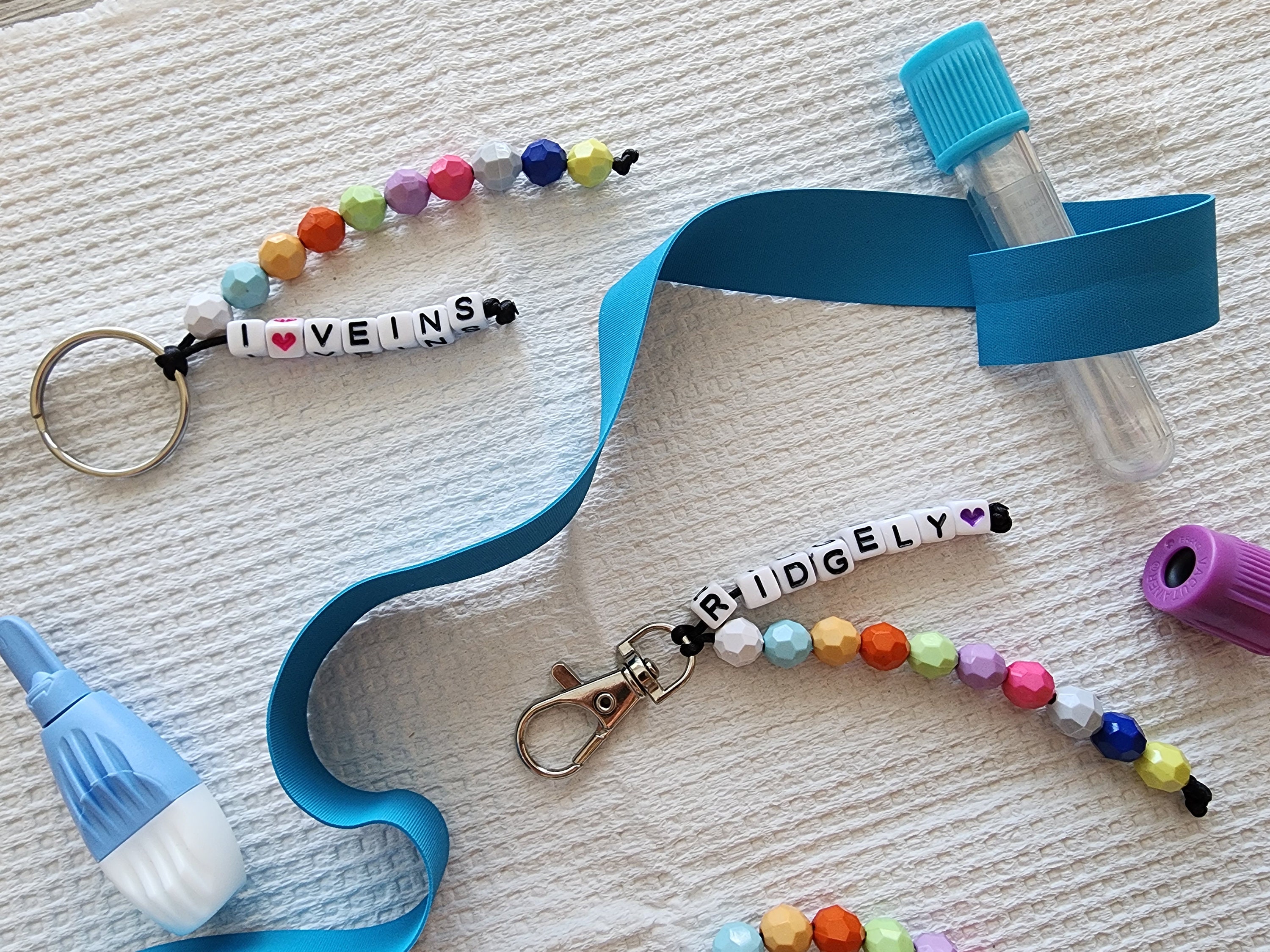 PERSONALIZED Order of Draw Badge Clip/keychain - Venous - Faceted Beads ...