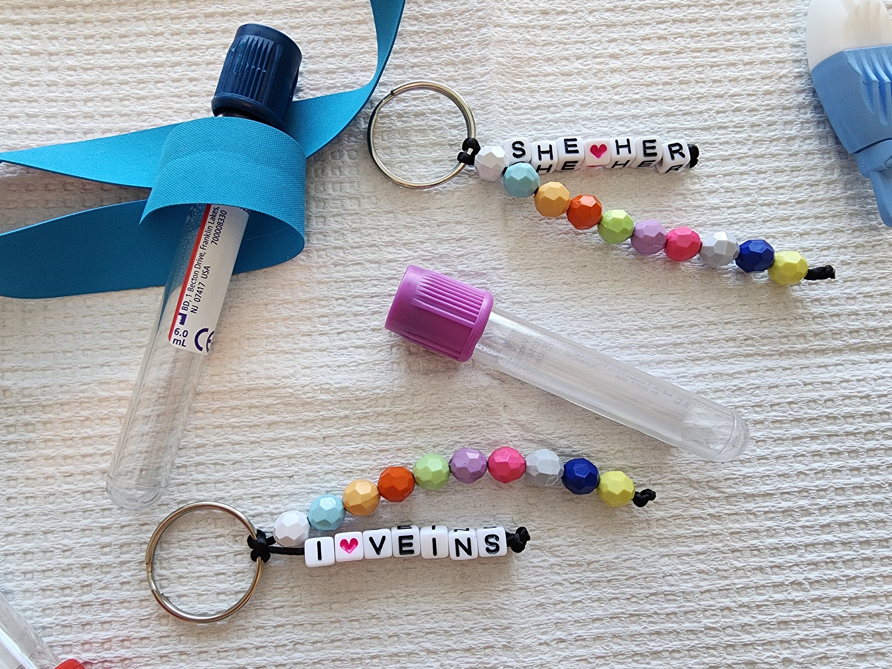 PERSONALIZED Order of Draw Badge Clip/keychain - Venous - Faceted Beads ...
