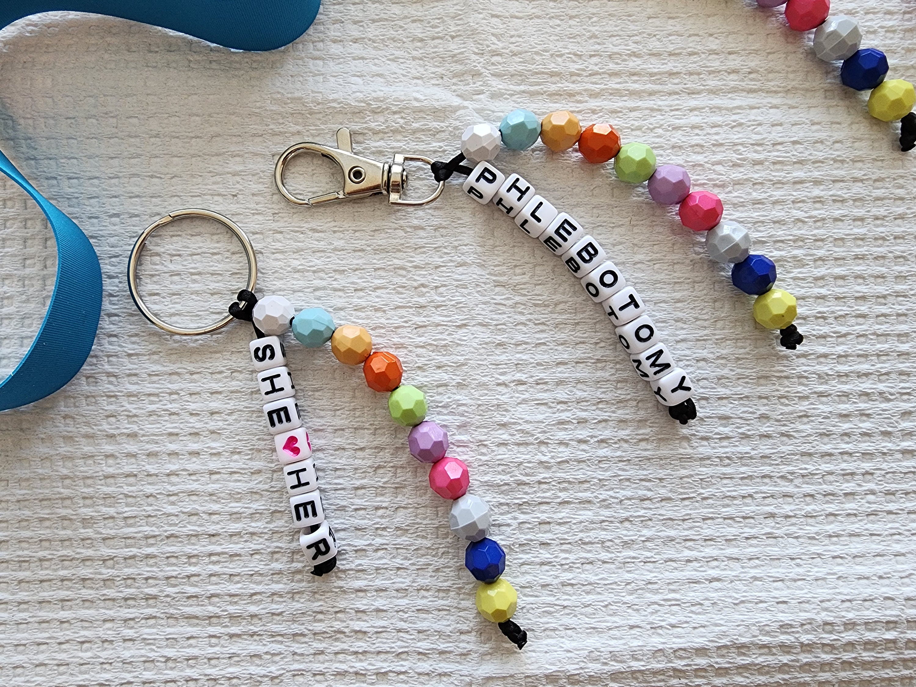 PERSONALIZED Order of Draw Badge Clip/keychain - Venous - Faceted Beads ...