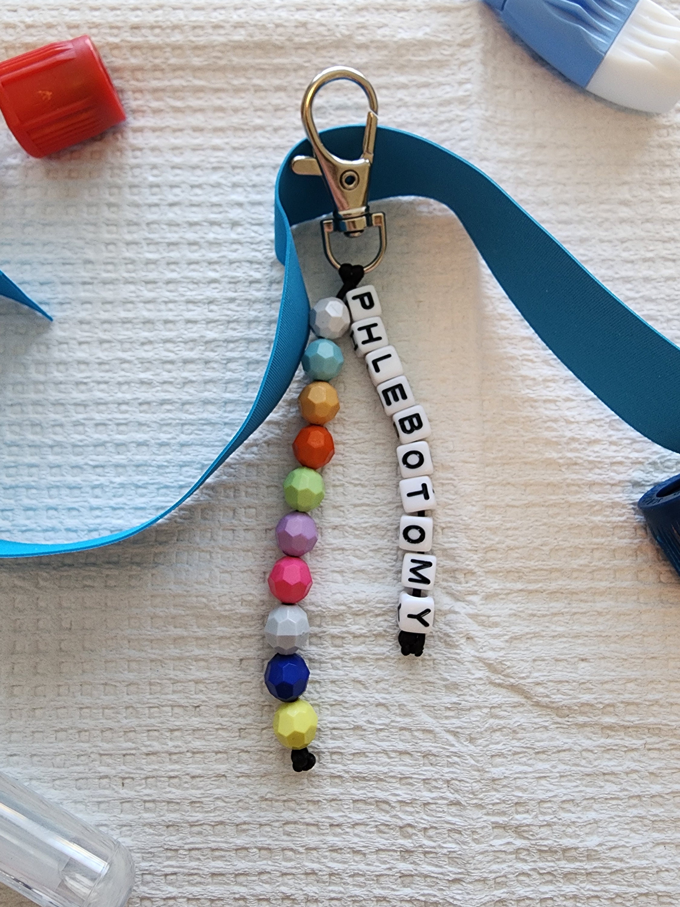 PERSONALIZED Order of Draw Badge Clip/keychain - Venous - Faceted Beads ...