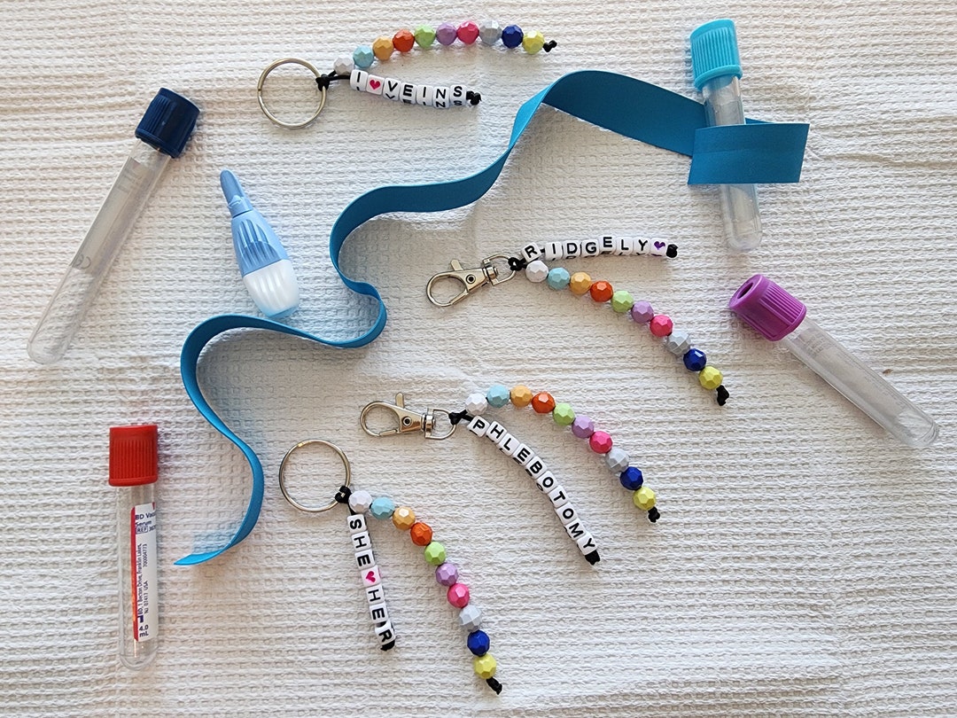 PERSONALIZED Order of Draw Badge Clip/keychain - Venous - Faceted Beads ...