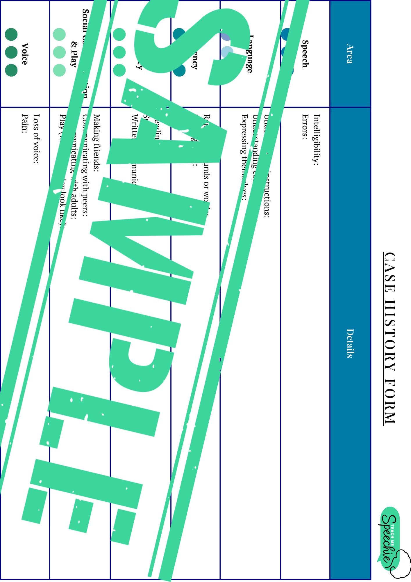 Case History Forms paediatric Speech Pathology - Etsy
