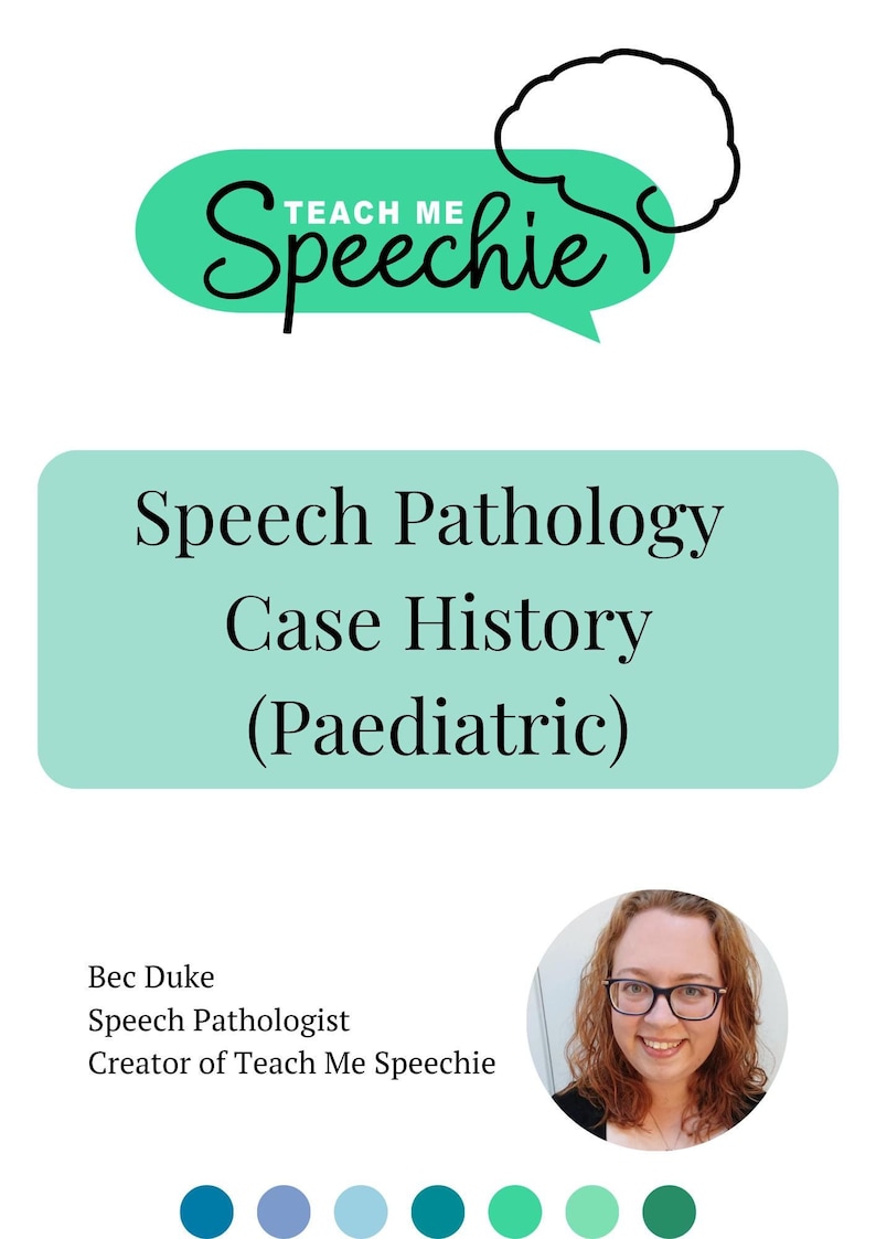 Case History Forms (paediatric Speech Pathology) - Etsy