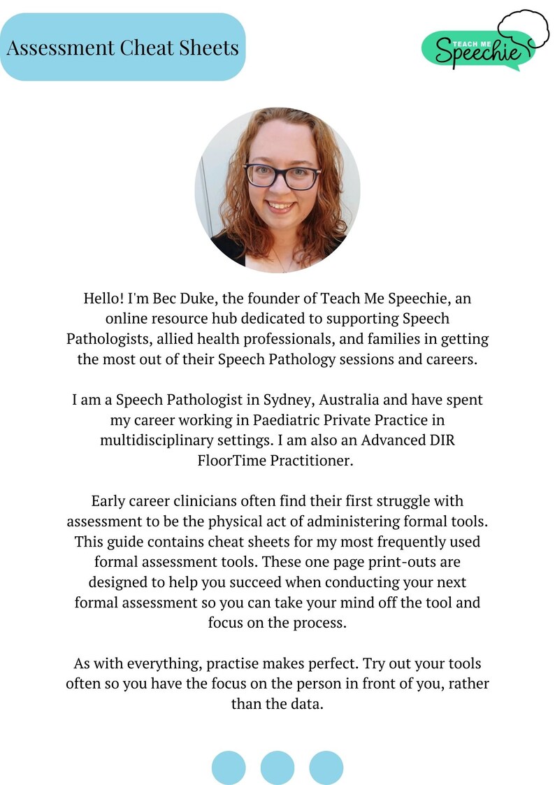 Assessment Cheat Sheets (paediatric Speech Pathology) - Etsy