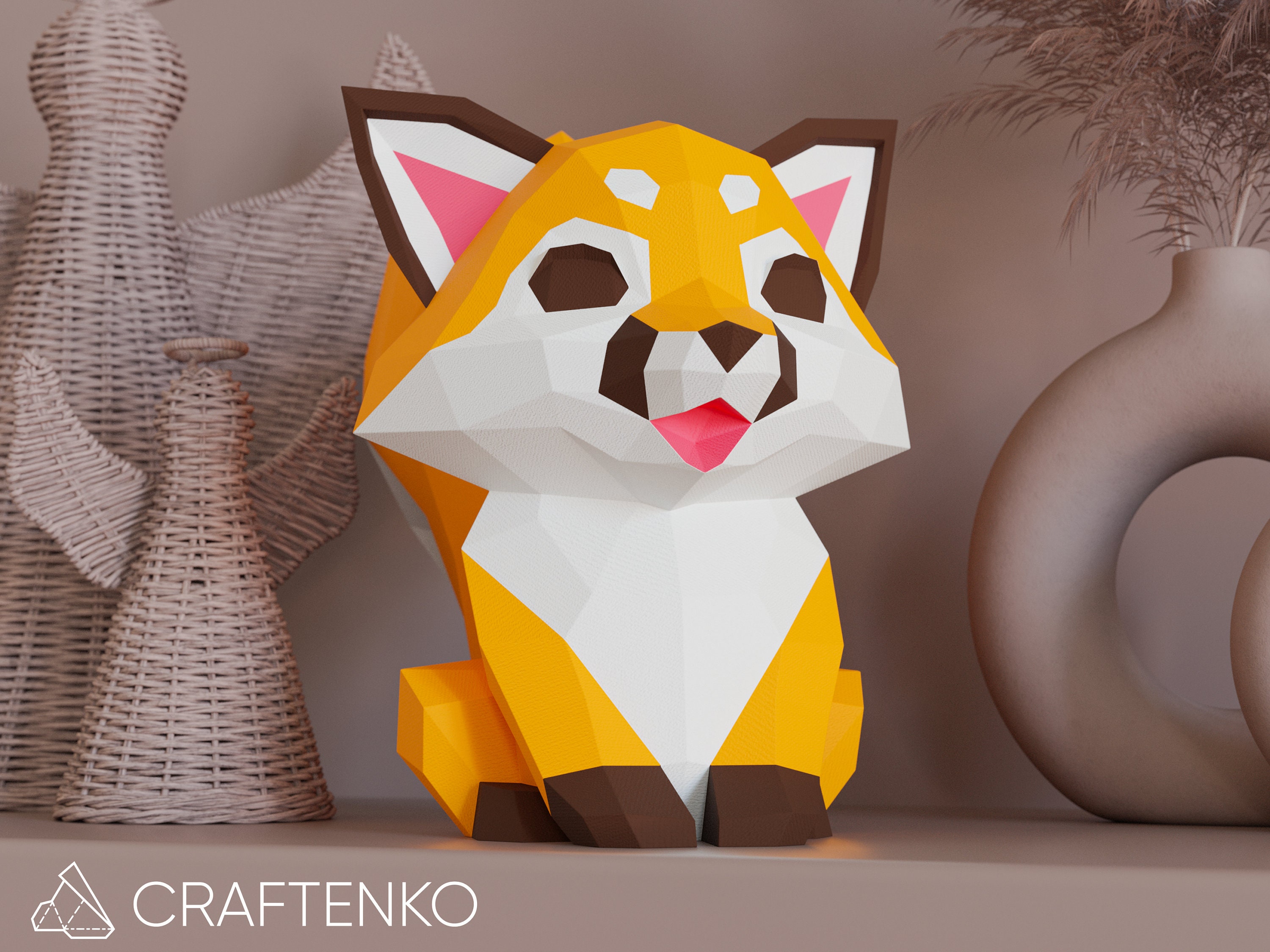 Cute Fox Papercraft DIY Low Poly PDF Digital File Paper Fox Model ...