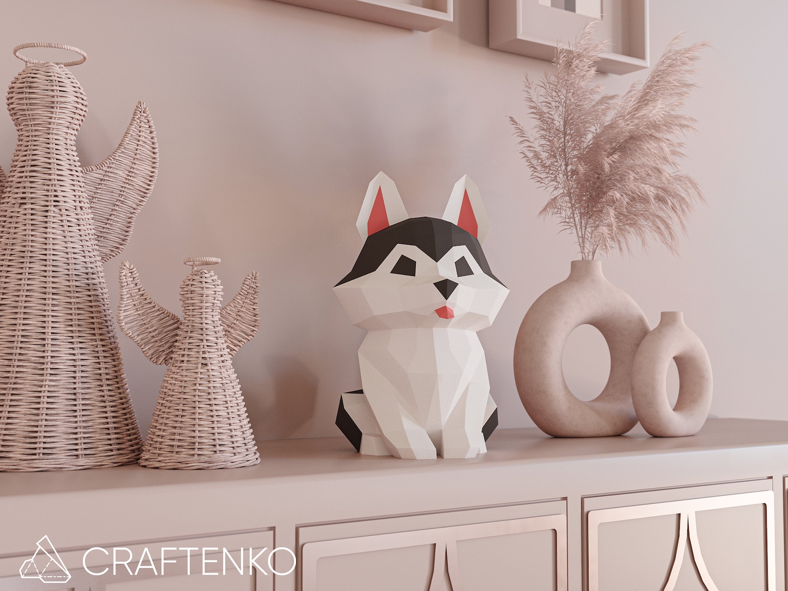 Cute Husky Puppy Papercraft DIY Low Poly PDF Digital File Paper Dog ...