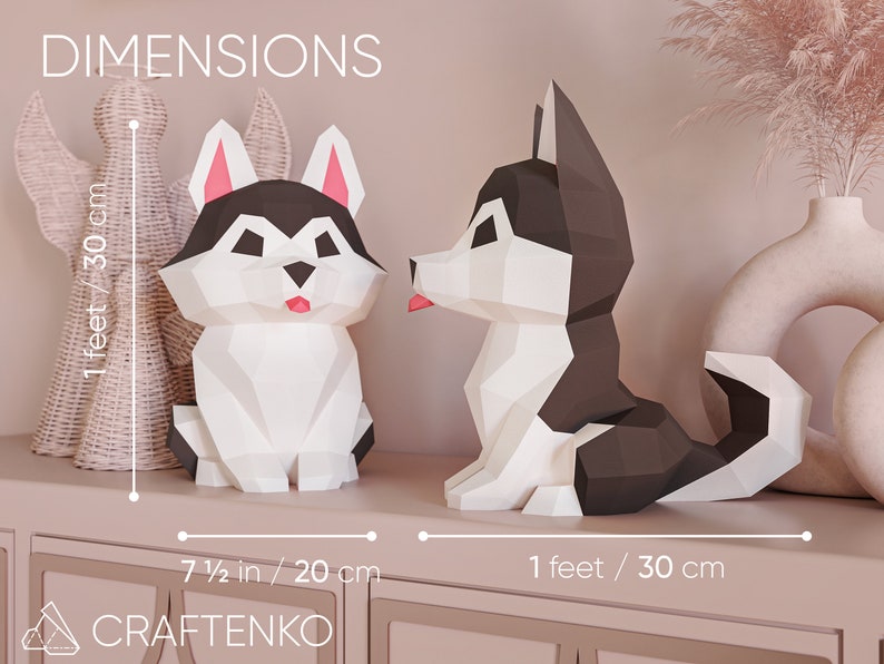 Cute Husky Puppy Papercraft DIY Low Poly PDF Digital File Paper Dog ...