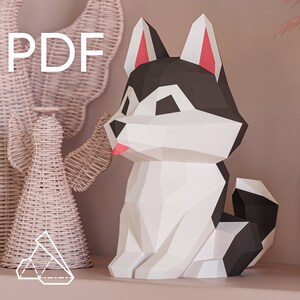 Cute Husky Puppy Papercraft DIY Low Poly PDF Digital File Paper Dog ...
