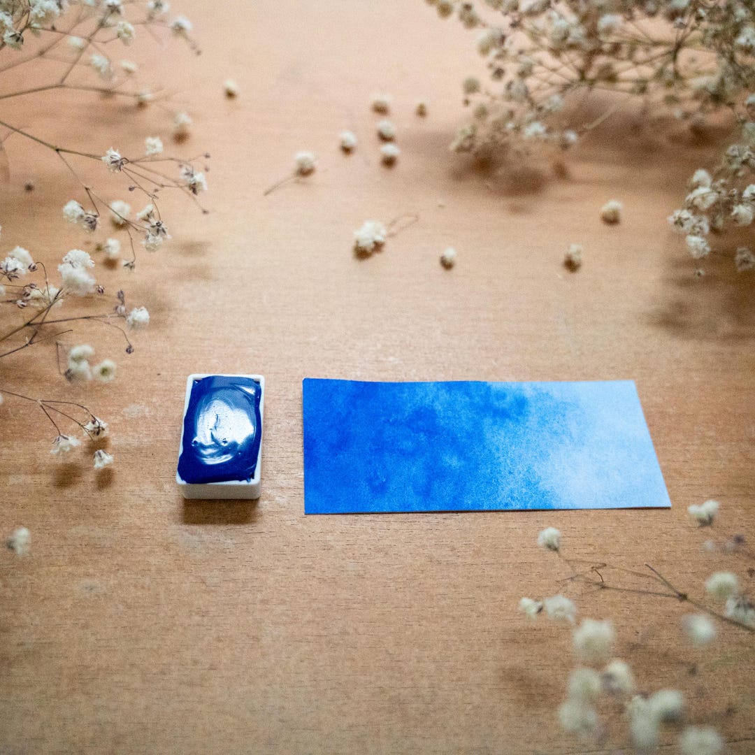 Handmade Watercolor Full Pan Cobalt Blue Single Pigment Artist Paint ...
