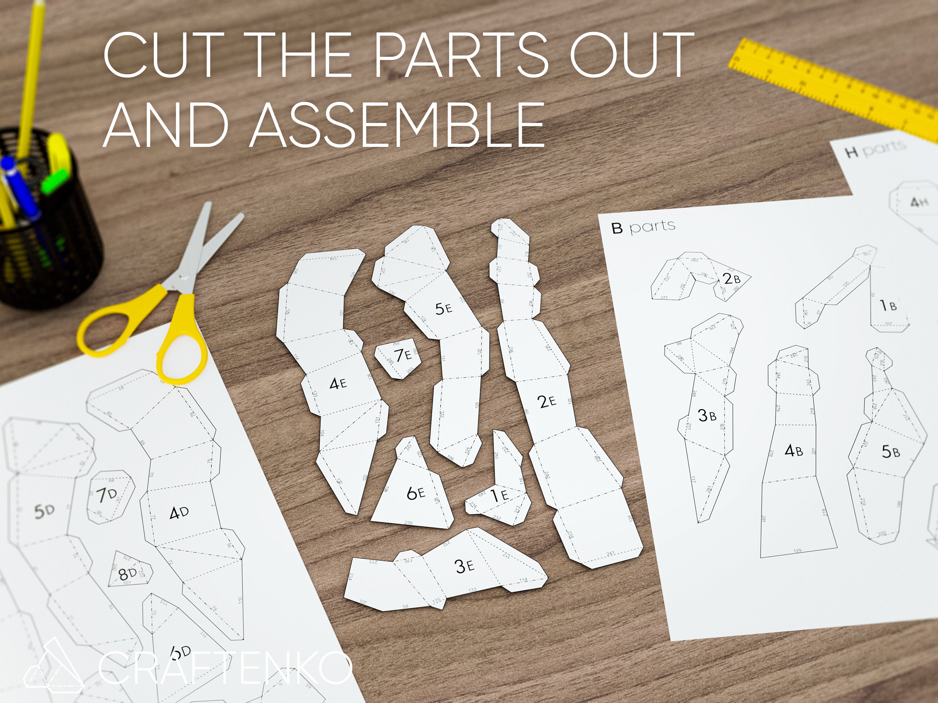 Cute Husky Puppy Papercraft DIY Low Poly PDF Digital File Paper Dog ...