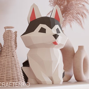 Cute Husky Puppy Papercraft DIY Low Poly PDF Digital File Paper Dog ...