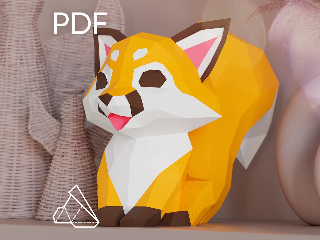 Cute Fox Papercraft DIY Low Poly PDF Digital File Paper Fox Model ...