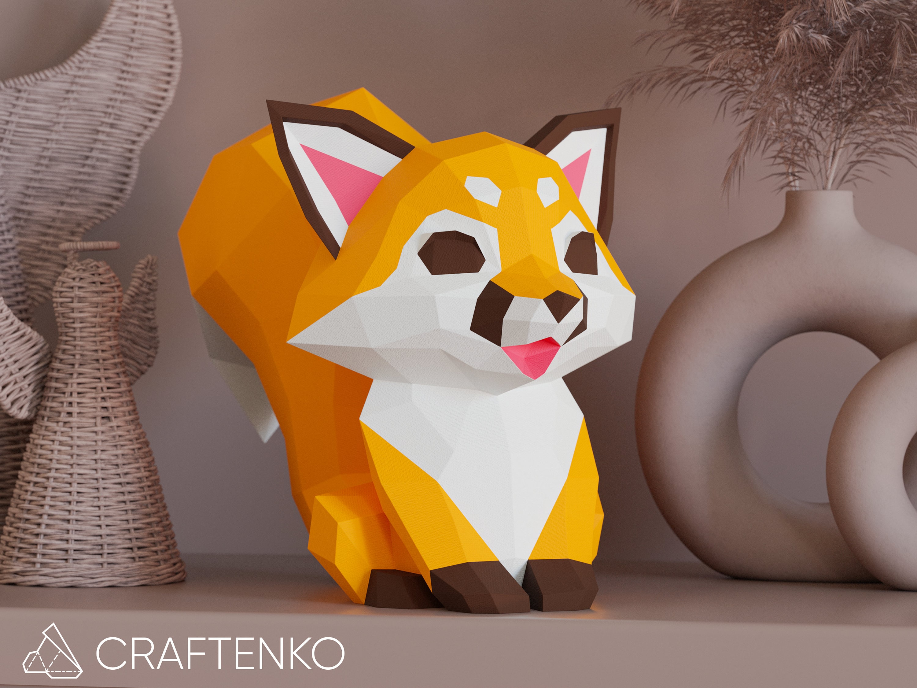 Cute Fox Papercraft DIY Low Poly PDF Digital File Paper Fox Model ...