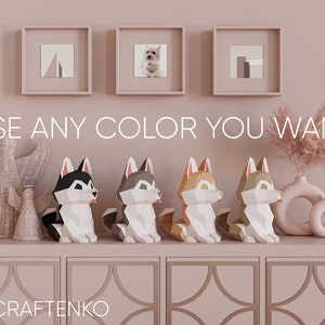 Cute Husky Puppy Papercraft DIY Low Poly PDF Digital File Paper Dog ...