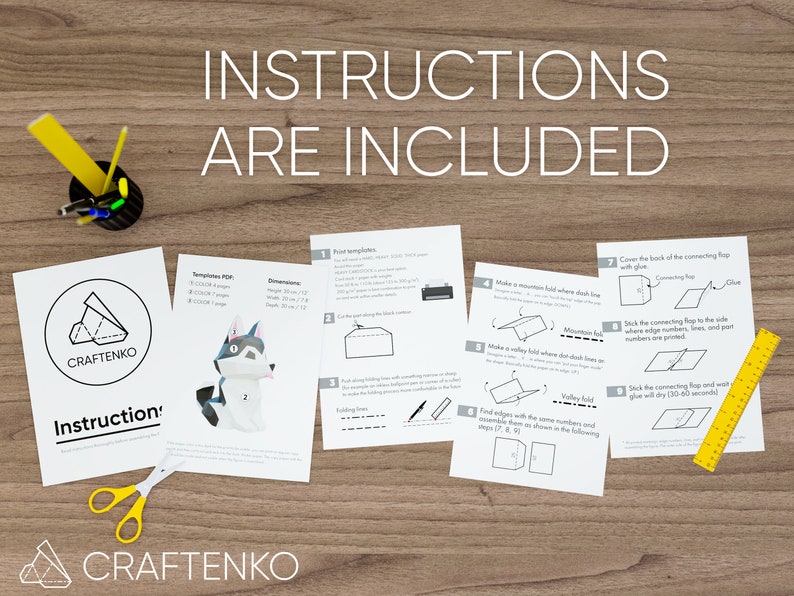 Cute Husky Puppy Papercraft DIY Low Poly PDF Digital File Paper Dog ...