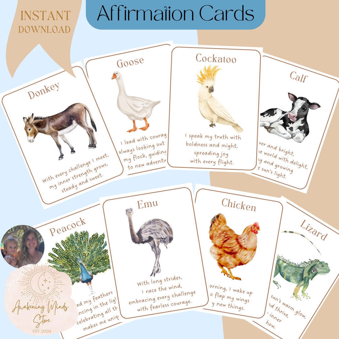 Animal Affirmations, Kids Daily Affirmations, Poems for Kids, Gift for ...