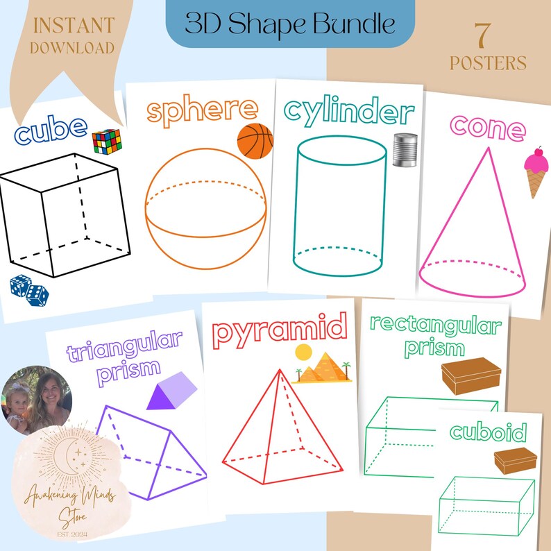 Figuras 3D, carteles de figuras 3D, formas para aprender, figuras ...