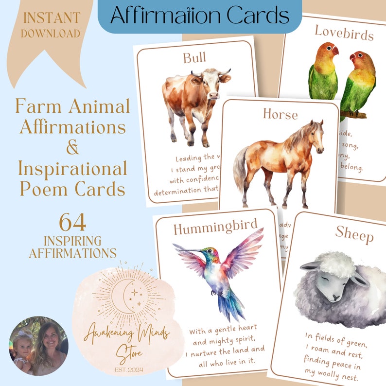 Animal Affirmations, Kids Daily Affirmations, Poems for Kids, Gift for ...