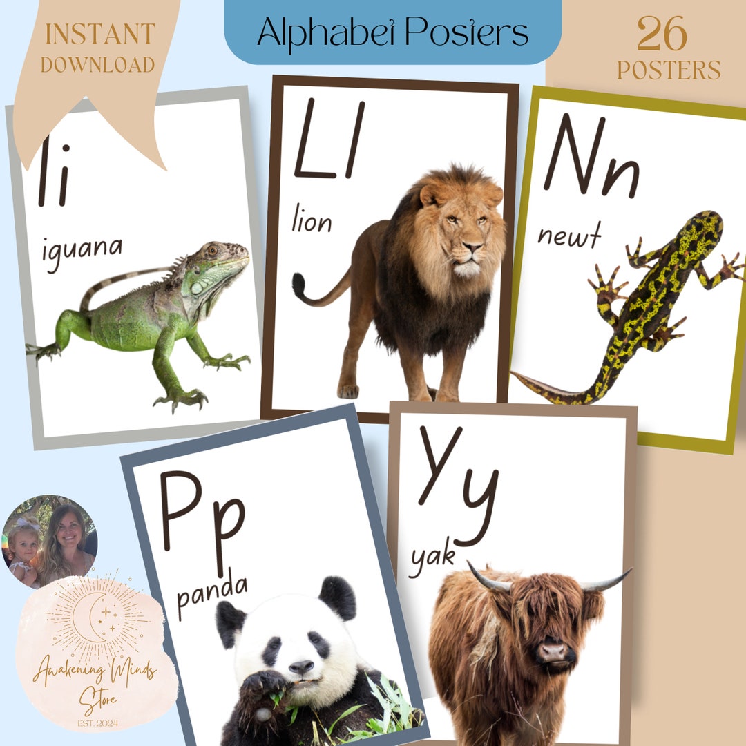 Alphabet Posters, Animal Posters, Learn to Read, Preschool Reading ...