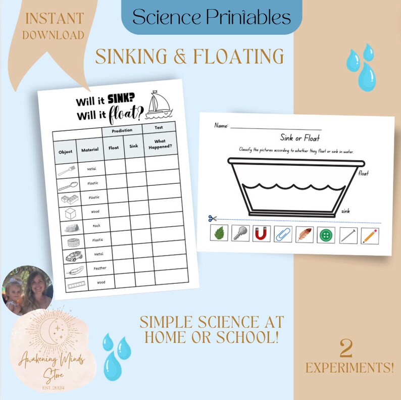 Sinking and Floating, Science Experiment, Science Printable, Preschool ...