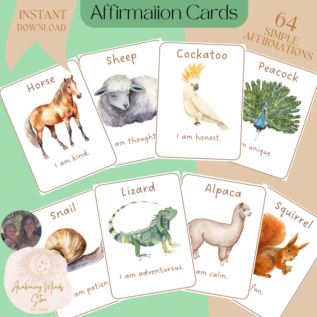 Farm Animal Cards, Kids Affirmation Cards, Printable Affirmation Cards ...