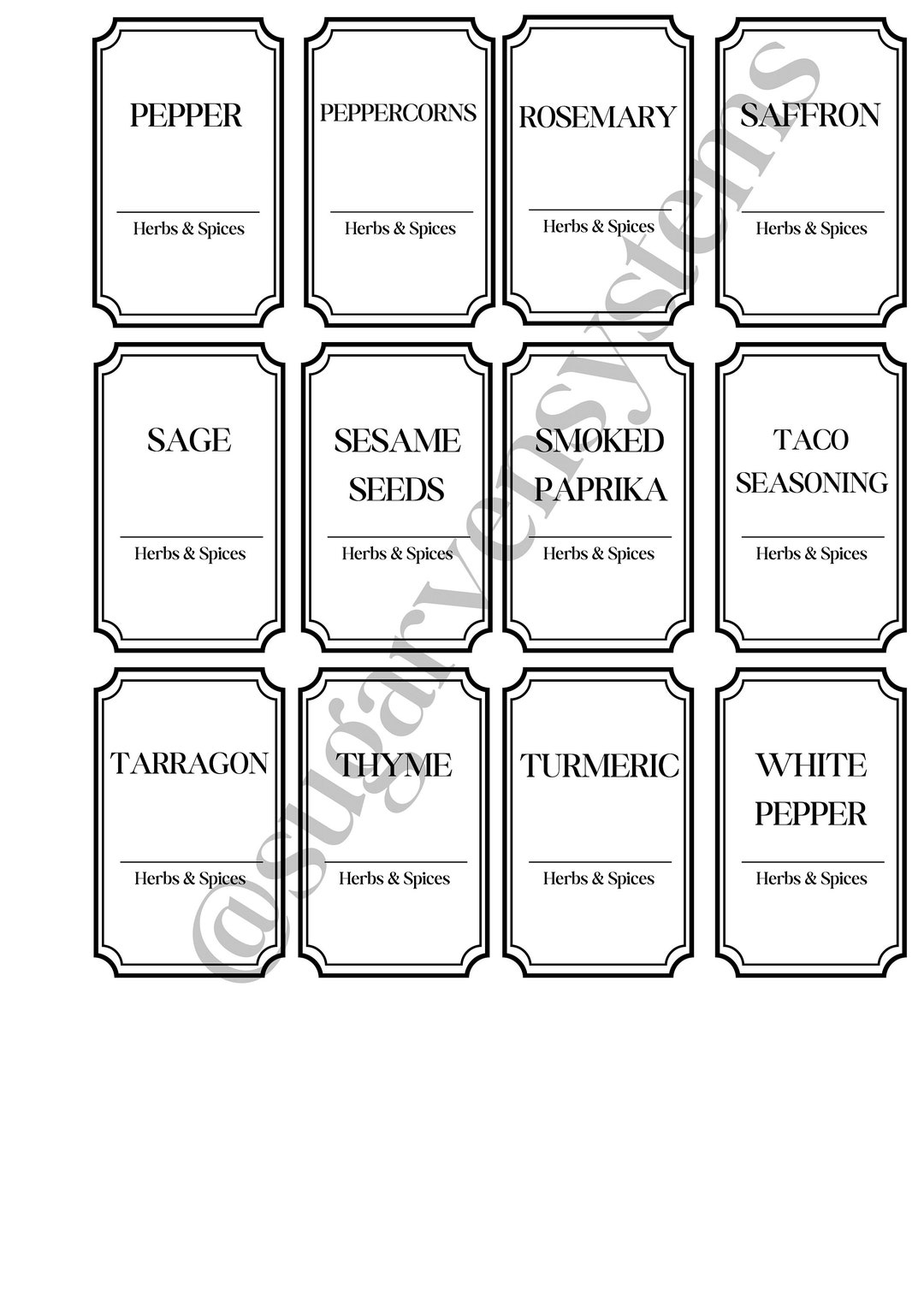 44 Spice Label Download Printable Stickers - Etsy