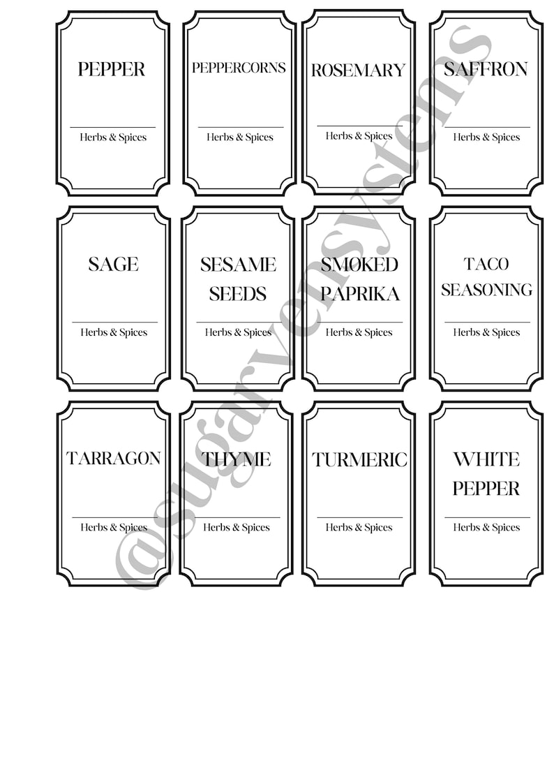 44 Spice Label Download Printable Stickers - Etsy