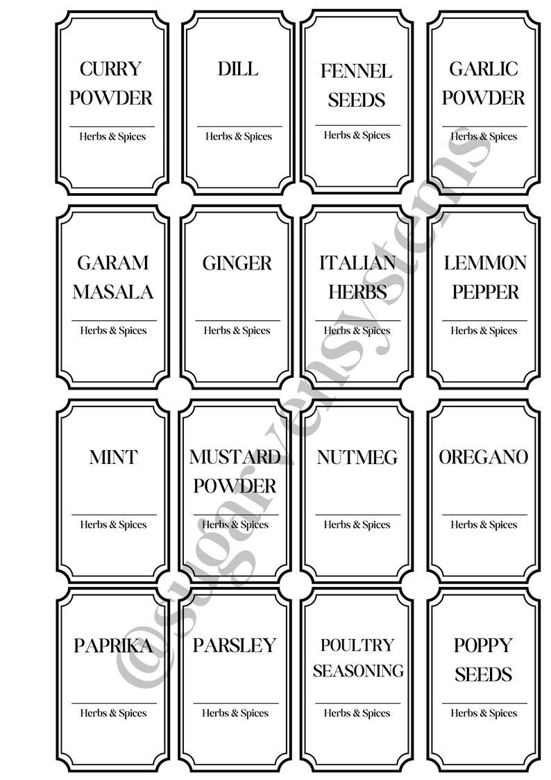 44 Spice Label Download Printable Stickers - Etsy