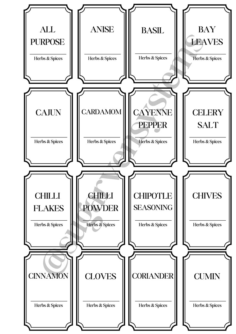44 Spice Label Download Printable Stickers - Etsy